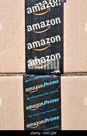 An Amazon Prime box with Amazons signature tape Stock Photo - Alamy