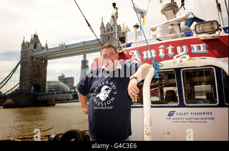 Jimmy Buchan, star of the TV series Trawlerman, on board his North Sea ...