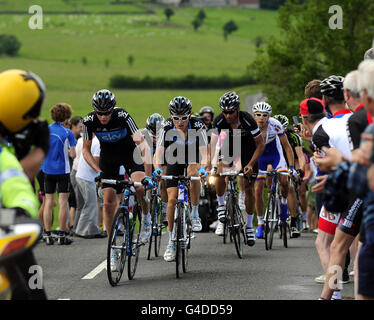 Geraint Thomas of team Sky (centre) at the start of the race with his ...