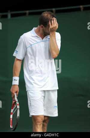Ireland's Conor Niland reacts during his match against Serbia's Novak ...