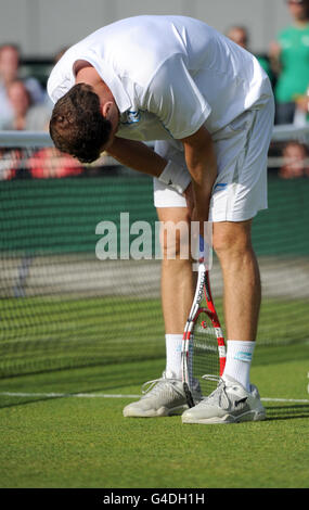 Ireland's Conor Niland reacts during his match against Serbia's Novak ...