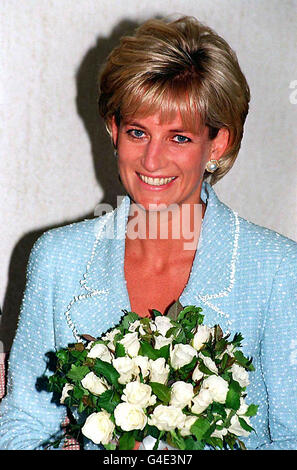 In this file photo Diana, The Princess of Wales, walks with her ...