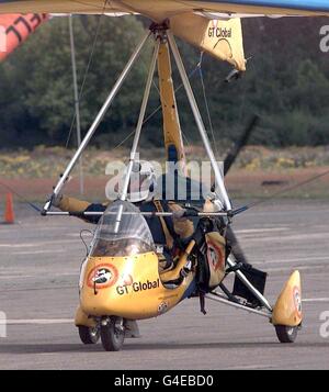 Microlight pilot Brian Milton touching down at Brooklands airfield in ...