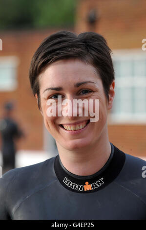 Catrin Jones, 35, at Hamstead Heath Lido where she is in practice for ...