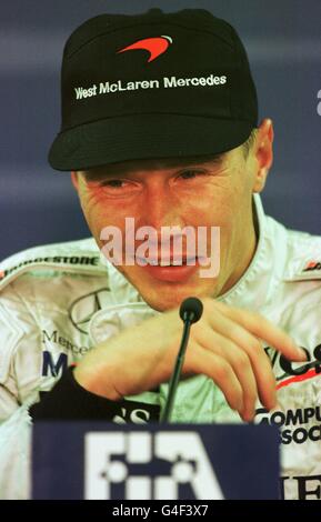 Finnish F1 racing driver Mika Hakkinen of McLaren Mercedes, 1998 Stock ...