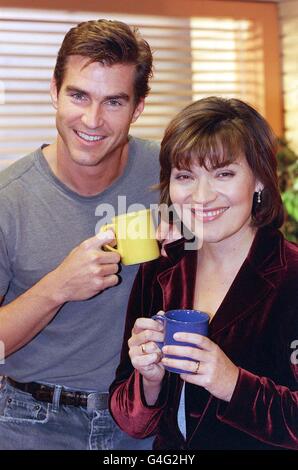 Diet Coke hunk and former lawyer Robert Merrill with presenter Lorraine Kelly at GMTV's London ...