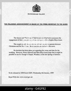Royalty - Announcement of Royal Engagement - Buckingham Palace, London ...