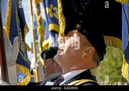 Standard Bearers from the British Legion stand beside the Soviet War ...