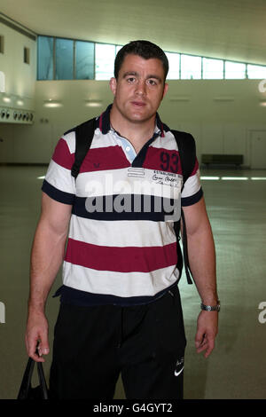 England rugby player Andrew Sheridan arrives back at Heathrow Airport ...