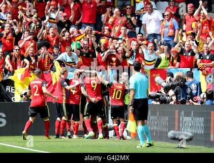 Belgium's Axel Witsel celebrates after a soccer game between Belgium's ...