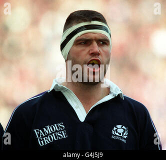 Eric Peters lines up with the Scotland rugby union squad before their ...