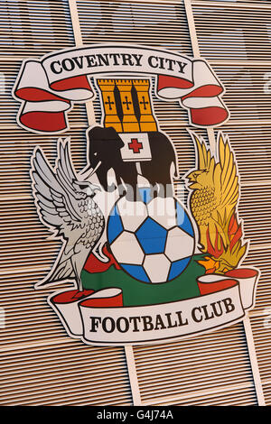 A view of a Coventry City club emblem before the Sky Bet Championship ...