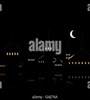 Muslim crescent on mosque on the moon background Stock Vector Image ...