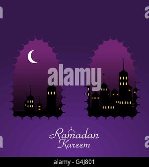 Ramadan background - mosque silhouette vector card Stock Vector Image ...