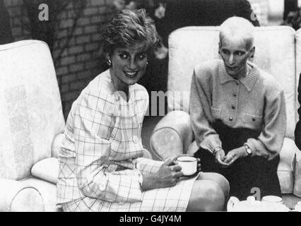 Diana Princess of Wales with Sally Miles, 26, a resident at Milestone ...