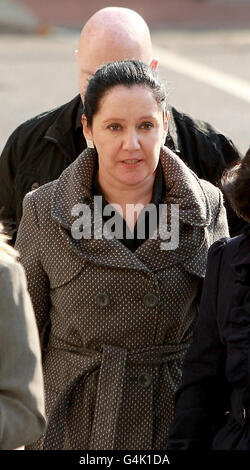 Aine Tyrell (centre), daughter of Liam Adams, arrives at court in ...