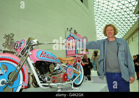 Artist Grayson Perry poses with his Kenilworth AM1 motorcycle, at the ...