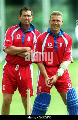 England's cricket captain Graham Gooch, left, congratulates Pakistan's ...