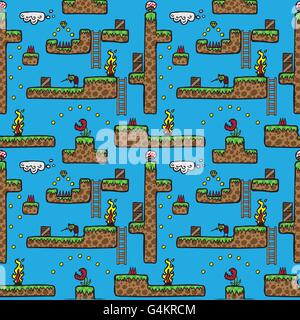 Seamless platformer videogame hand drawn background Stock Vector Image ...