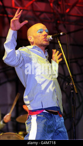 Glastonbury REM Michael Stipe. REM lead singer Michael Stipe performing ...