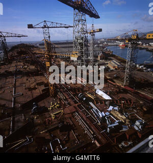 New Shell tanker Myrina being assembled by Harland and Wolff at their ...