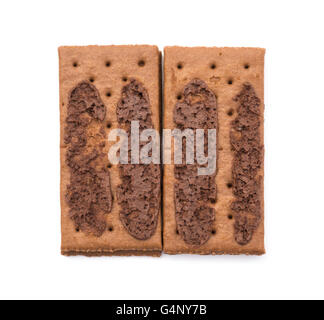 Top view of appetizing crispy biscuits with peanut butter with sesame ...