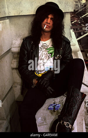 Guns n' Roses guitarist Slash, real name Saul Hudson, in London, prior ...