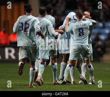 Coventry City players celebrate the goal during the Sky Bet ...