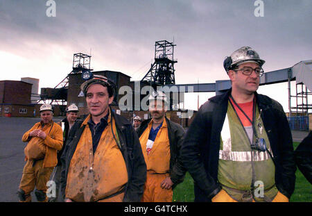 Miners from the 90 year old Ellington Colliery in Northumberland wait ...
