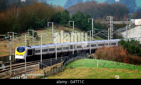 A general view of a Class 373 Eurostar Train as it heads towards London ...