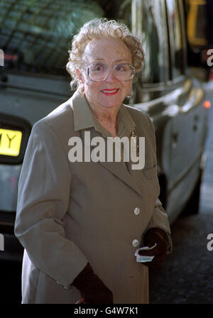 Actress Dame Thora Hird arriving in her wheelchair at BBC Television ...
