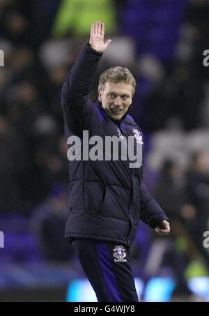 Everton manager David Moyes celebrates after the Premier League match ...