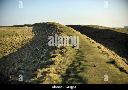 Barbury castle. General view of Barbury Castle, an Iron Age hillfort on ...