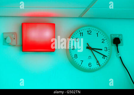 A "recording in progress" red light, lit, about the door to the Studio ...