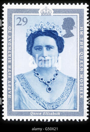 A picture of a previously issued stamp featuring the Queen Mother ...