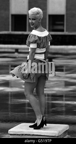 TV presenter Paula Yates wearing a see-through outfit at the 1994 Brit ...