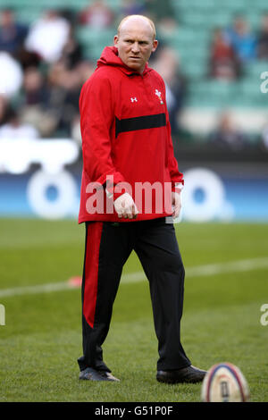 Neil Jenkins Kicking Coach of Wales during pre match warm up ahead of ...