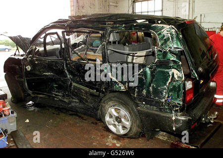 The battered Daewoo, which was involved in a fatal crash with a Toyota ...
