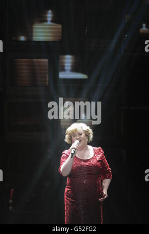 Susan Boyle appears on stage, with actress Elaine C Smith (left), at ...
