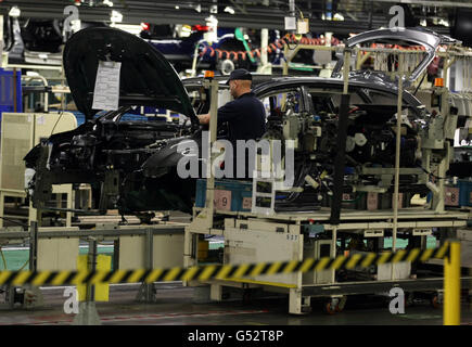General view of the Toyota assembly line at the Toyota factory at ...