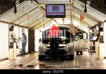 General view of the Toyota assembly line at the Toyota factory at ...