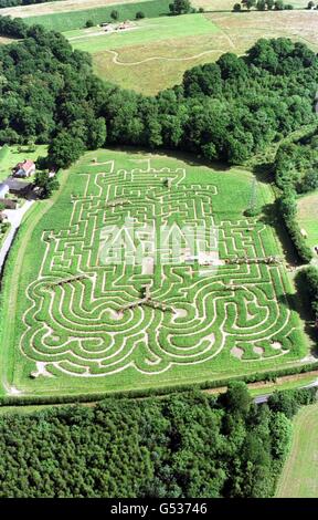 aeriel view of maize maze in derbyshire UK Stock Photo - Alamy