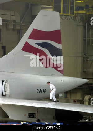 Concorde tail in British Airways colours Stock Photo - Alamy