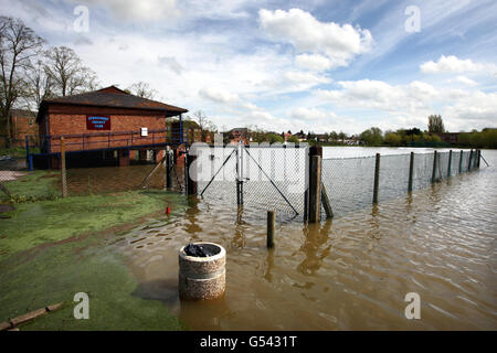 Flooding around Tewkesbury Abbey and the cricket club after heavy rain ...