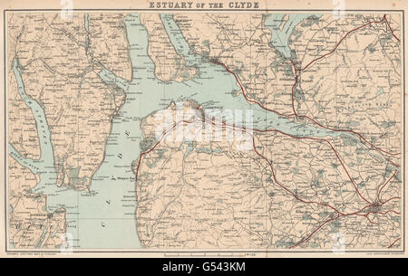 CLYDE ESTUARY. Glasgow Greenock Dumbarton. Scotland. BARTHOLOMEW 1895 ...