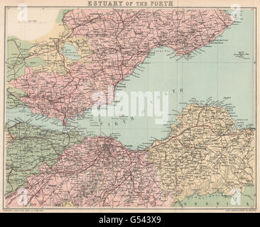 FIRTH OF FORTH. "Estuary of The Forth". Scotland. BARTHOLOMEW 1895 old ...