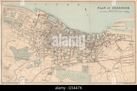GREENOCK antique town plan. Scotland. BARTHOLOMEW 1895 old map chart ...