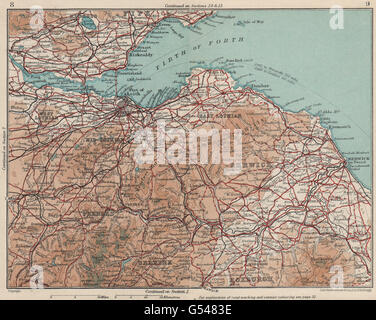 Old map of Firth of Forth and East Coast, Scotland, from original Stock ...