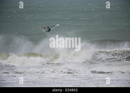 Red Bull Storm Chasers Extreme Windsurfing in dramatic rough seas Stock ...