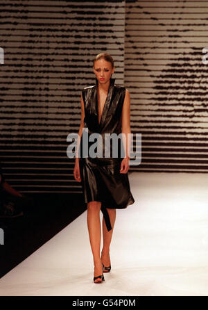 A model wearing an outfit by designers Boudicca, at London Fashion Week ...